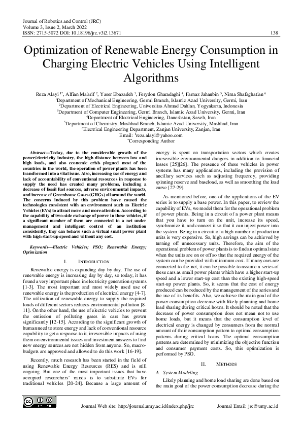 (PDF) Optimization of Renewable Energy Consumption in Charging Electric ...