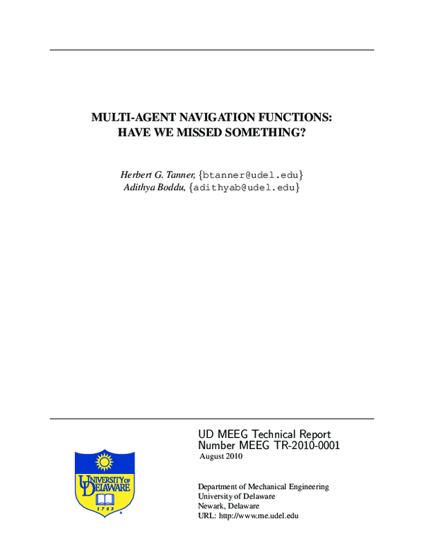 (PDF) Multi-agent navigation functions: Have we missed something?