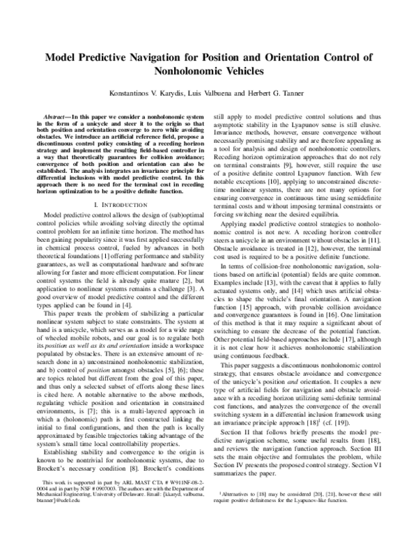 (PDF) Model predictive navigation for position and orientation control ...