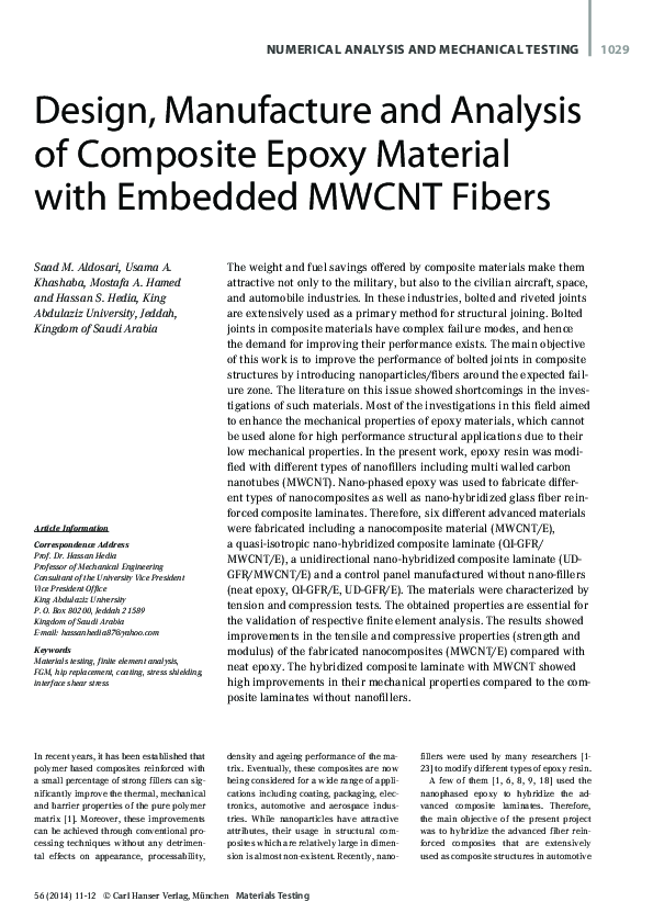 (PDF) Design, Manufacture and Analysis of Composite Epoxy Material with ...