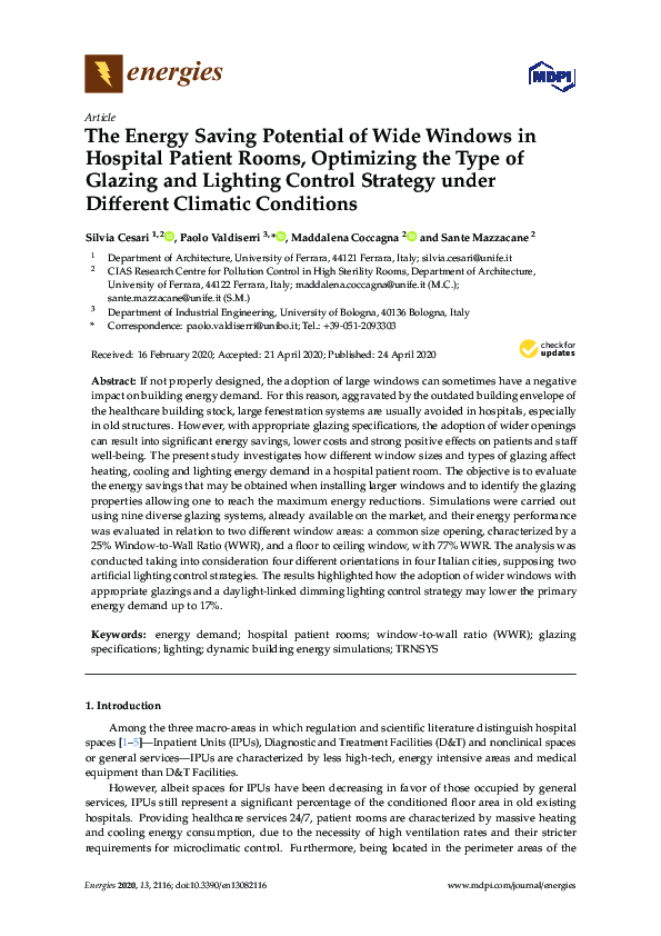 (PDF) The Energy Saving Potential of Wide Windows in Hospital Patient ...