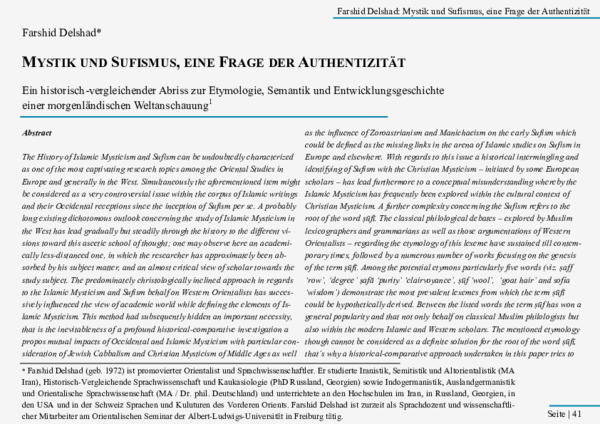 (PDF) Mystik und Sufismus eine Frage der Authentizität