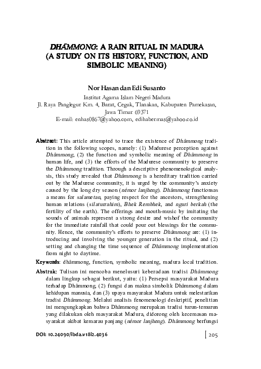 (PDF) Dhammong : A Rain Ritual in Madura (A Study on Its History ...