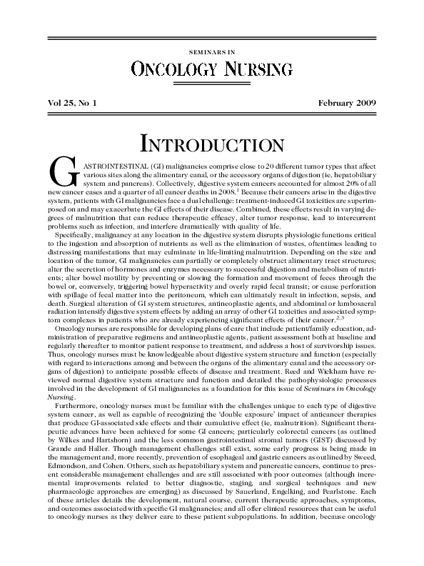 Pdf Introduction Gastrointestinal Gi Malignancies