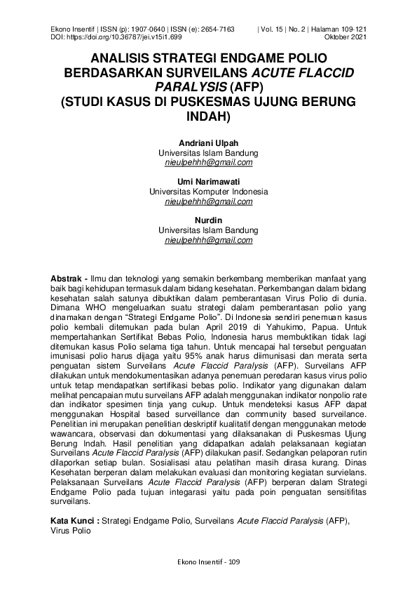 (PDF) Analisis Strategi Endgame Polio Berdasarkan Surveilans Acute ...