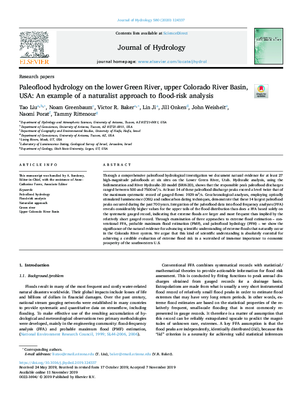 (PDF) Paleoflood hydrology on the lower Green River, upper Colorado ...