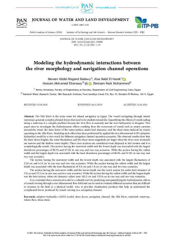 (PDF) Modeling the hydrodynamic interactions between the river morphology and navigation channel ...
