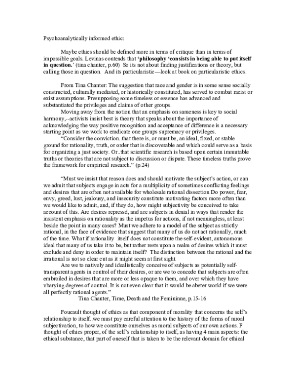 (DOC) Psychoanalytic ethic