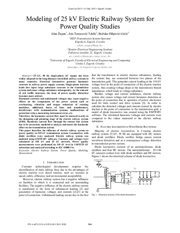 (PDF) Modeling of 25 kV electric railway system for power quality studies