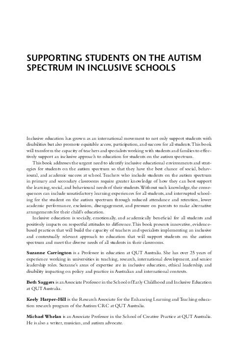 (PDF) Supporting students on the autism spectrum in inclusive schools
