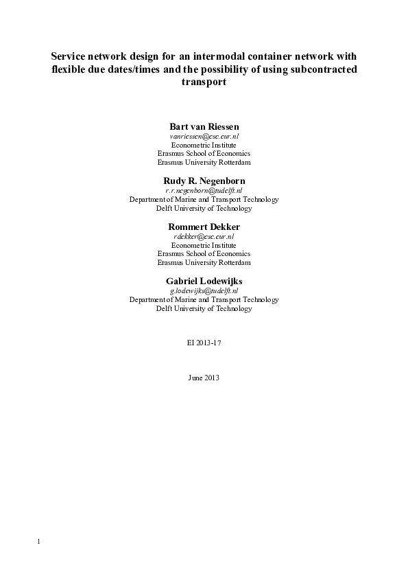 Pdf Service Network Design For An Intermodal Container Network With