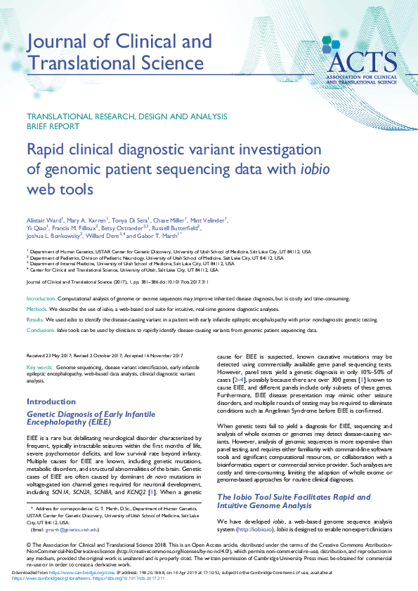 (PDF) Rapid clinical diagnostic variant investigation of genomic patient sequencing data with ...