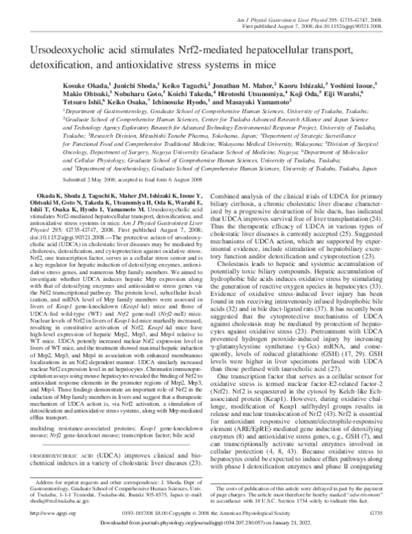(PDF) Ursodeoxycholic acid stimulates Nrf2-mediated hepatocellular ...