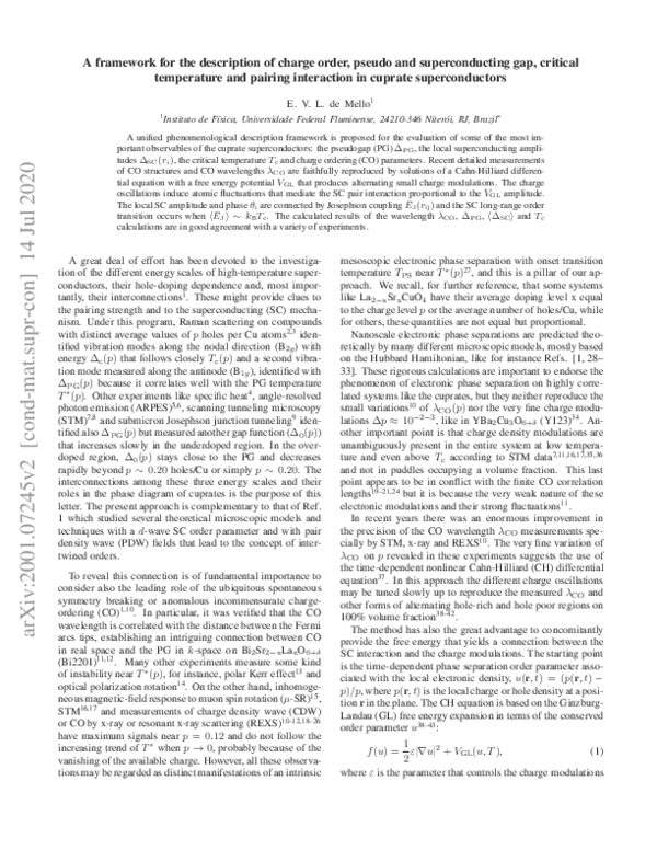 (PDF) A framework for the description of charge order, pseudo and superconducting gap, critical ...