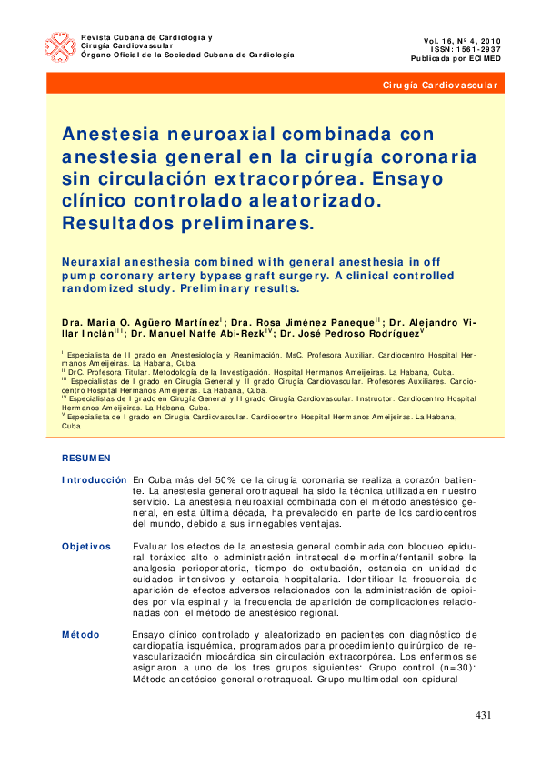 (PDF) Anestesia neuroaxial combinada con anestesia general en la ...