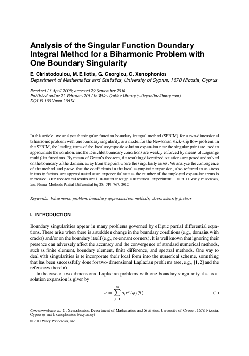 (PDF) Analysis of the singular function boundary integral method for a biharmonic problem with ...