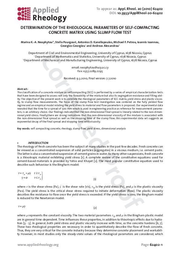 (PDF) Rheological Parameters of Self-Compacting Concrete