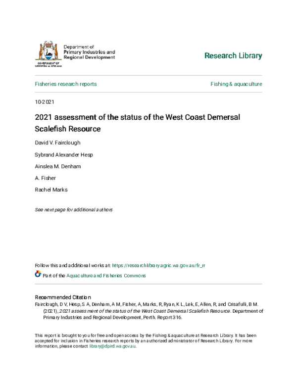 (PDF) 2021 assessment of the status of the West Coast Demersal ...