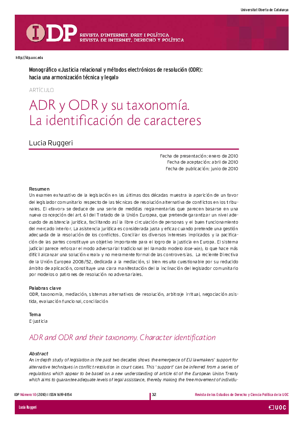 (PDF) ADR and ODR and their taxonomy. Character identification | Lucia ...
