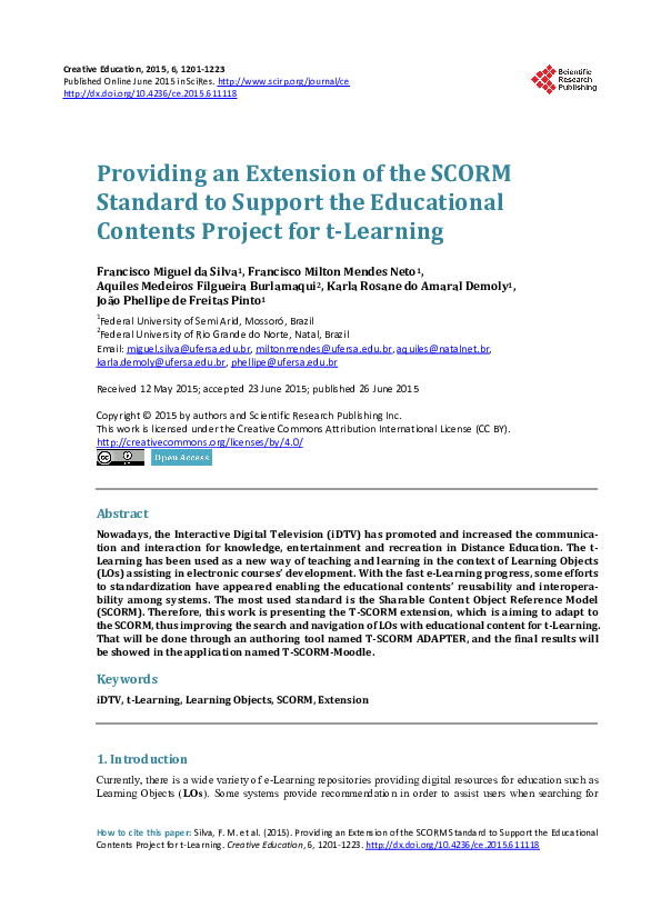 (PDF) Providing an Extension of the SCORM Standard to Support the ...