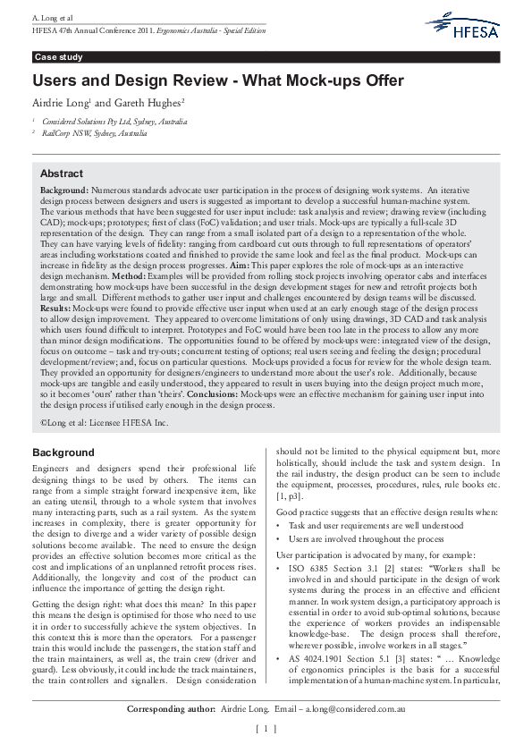 (PDF) Users and Design Review-What Mock-ups Offer