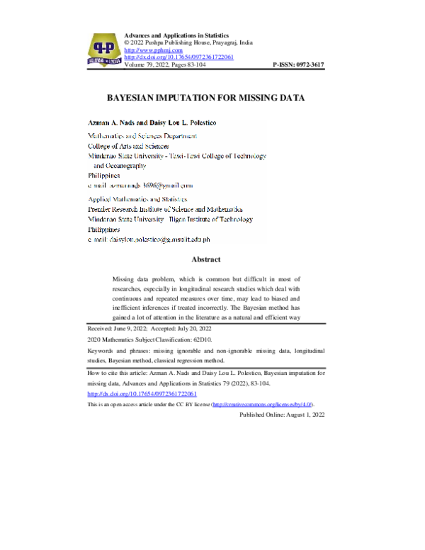 (PDF) Bayesian Imputation for Missing Data