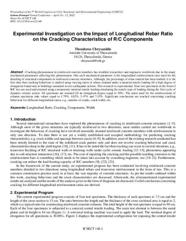(PDF) Experimental investigation on the impact of longitudinal rebar ratio on the cracking ...