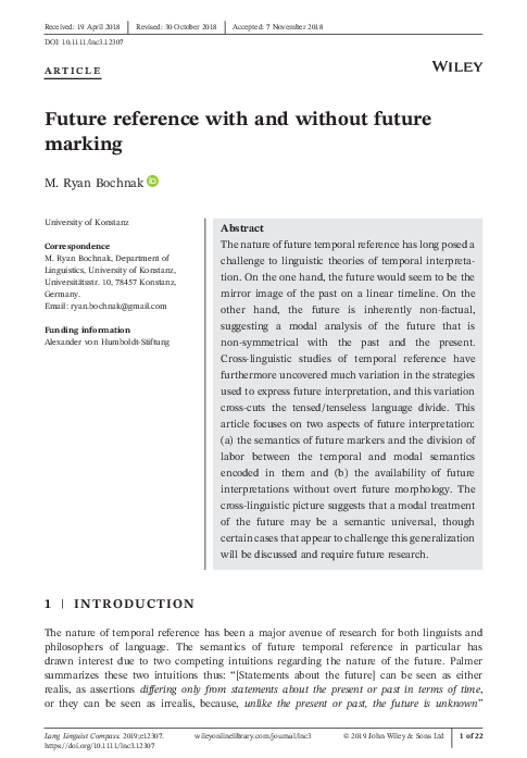 (PDF) Future reference with and without future marking