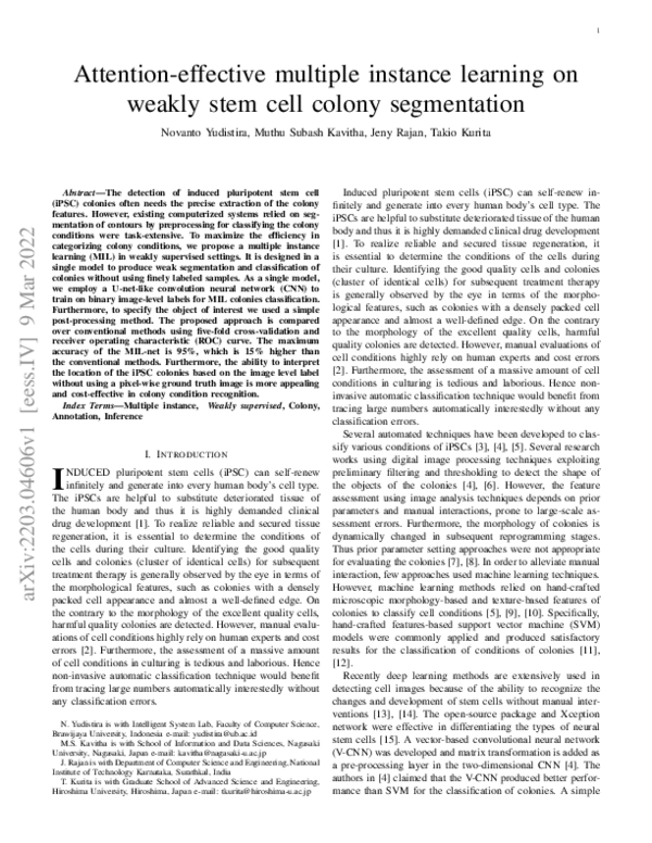 (PDF) Attention-effective multiple instance learning on weakly stem cell colony segmentation