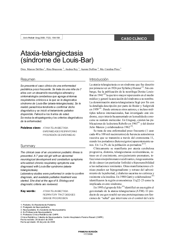 (PDF) Ataxia-telangiectasia (síndrome de Louis-Bar)