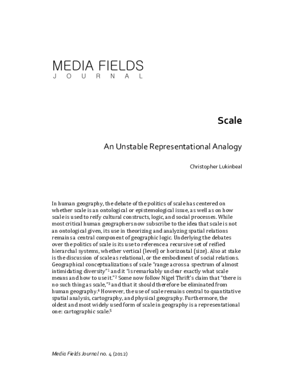 (PDF) Scale An Unstable Representational Analogy