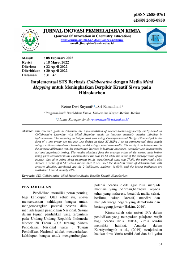 (PDF) Implementasi STS Berbasis Collaborative dengan Media Mind Mapping untuk Meningkatkan ...