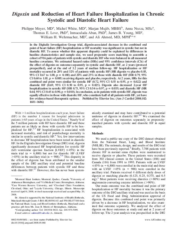 (PDF) Digoxin and Reduction of Heart Failure Hospitalization in Chronic ...