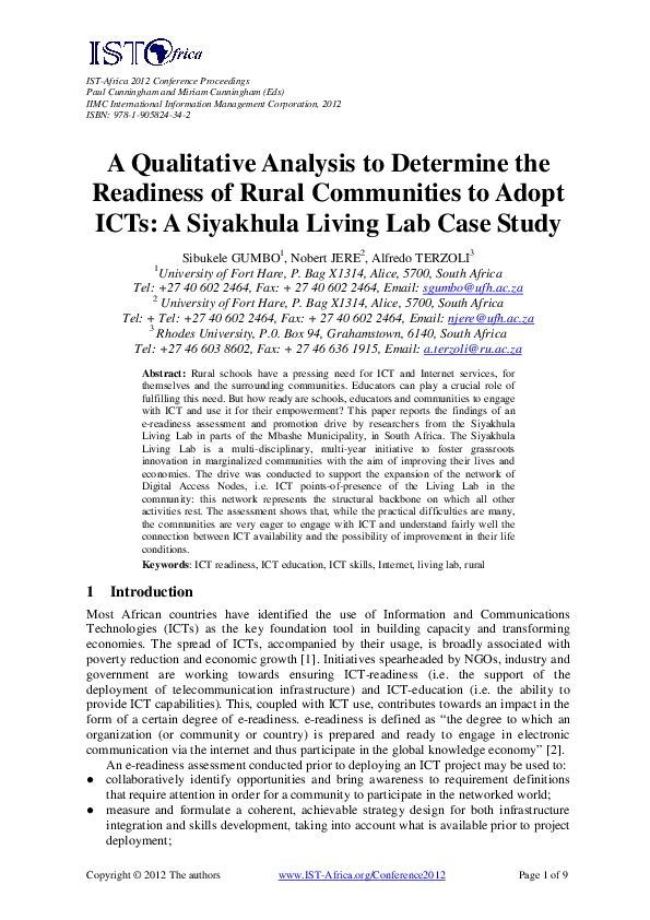 (PDF) A Qualitative Analysis to Determine the Readiness of Rural ...