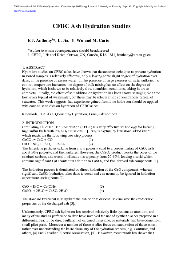 (PDF) CFBC ash hydration studies