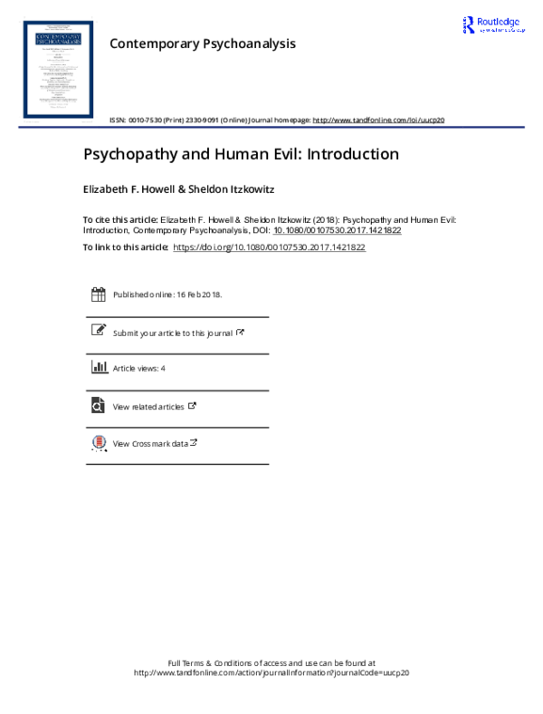 (PDF) Psychopathy and Human Evil: Introduction