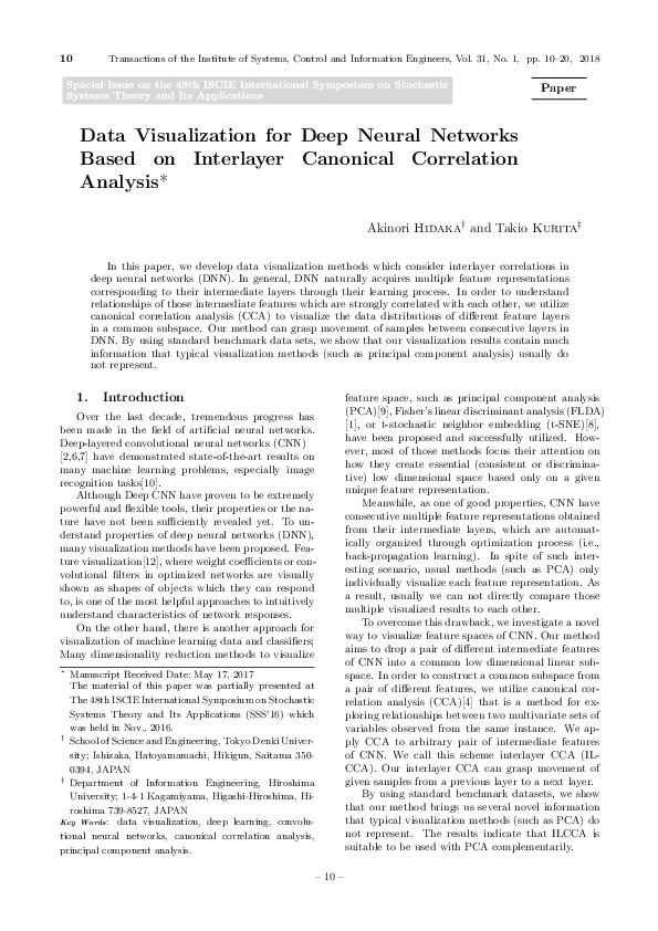 (PDF) Data Visualization for Deep Neural Networks Based on Interlayer Canonical Correlation Analysis