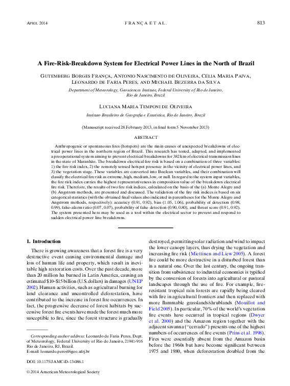 (PDF) A Fire-Risk-Breakdown System for Electrical Power Lines in the ...