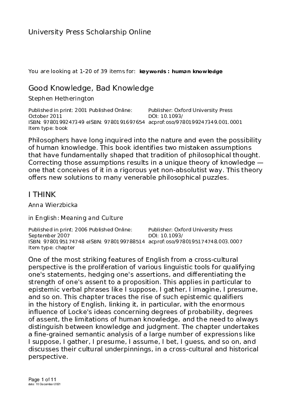 (PDF) Good Knowledge, Bad Knowledge