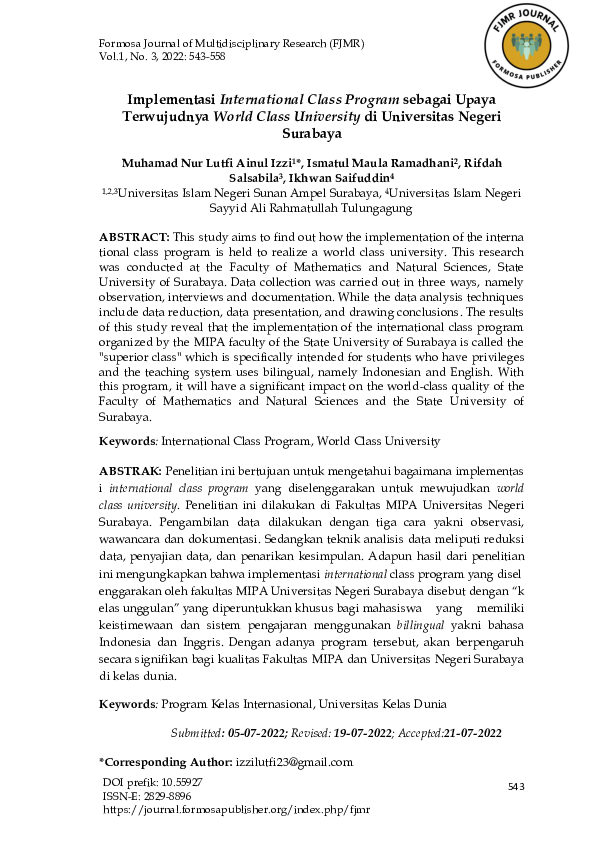 (PDF) Implementasi International Class Program sebagai Upaya Terwujudnya World Class University ...