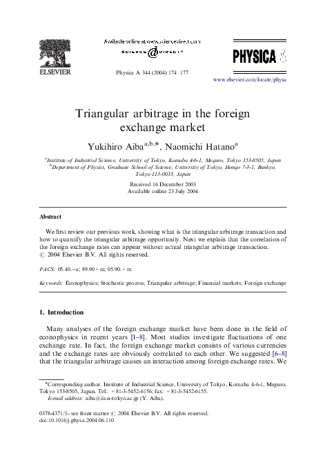(PDF) Triangular arbitrage in the foreign exchange market