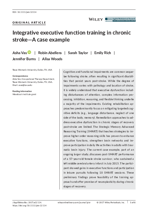 (PDF) Integrative executive function training in chronic stroke—A case ...