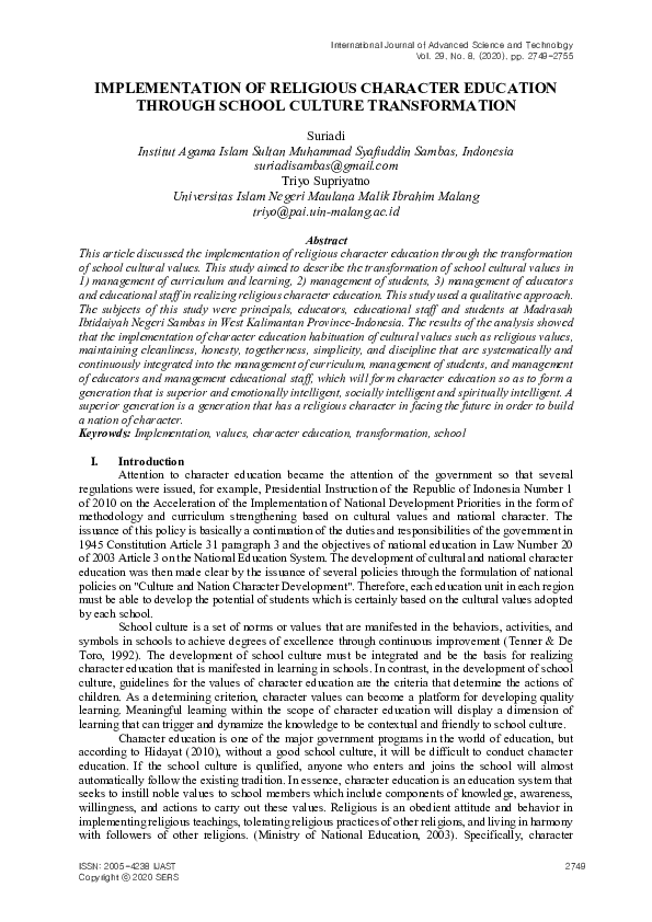 (PDF) Implementation of religious character education through school ...