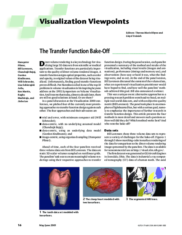 (PDF) Visualization viewpoints: The transfer function bake-off
