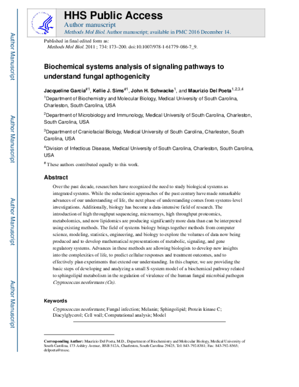 (PDF) Biochemical Systems Analysis of Signaling Pathways to Understand ...