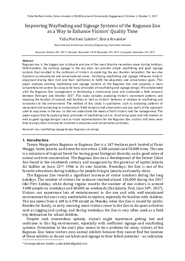 (PDF) Improving Wayfinding and Signage Systems of the Ragunan Zoo as a ...