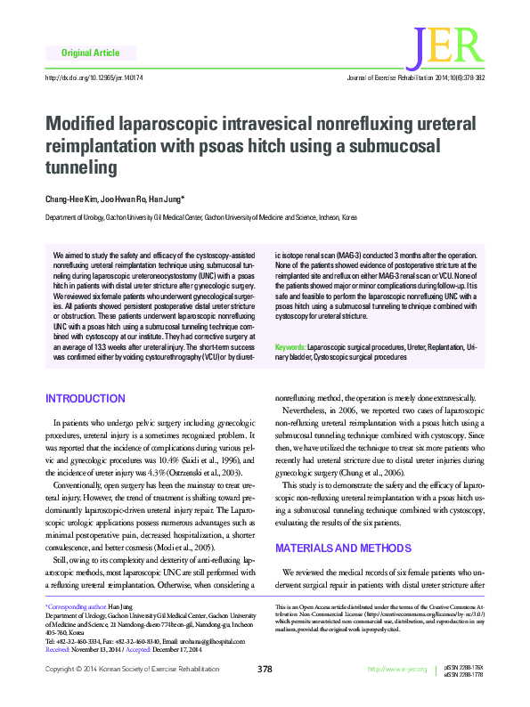 (PDF) Modified laparoscopic intravesical nonrefluxing ureteral ...