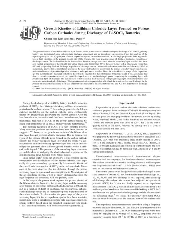 (PDF) Growth Kinetics of Lithium Chloride Layer Formed on Porous Carbon ...