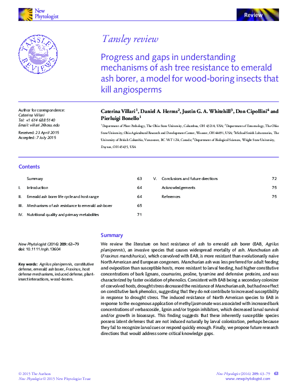 (PDF) Progress and gaps in understanding mechanisms of ash tree ...