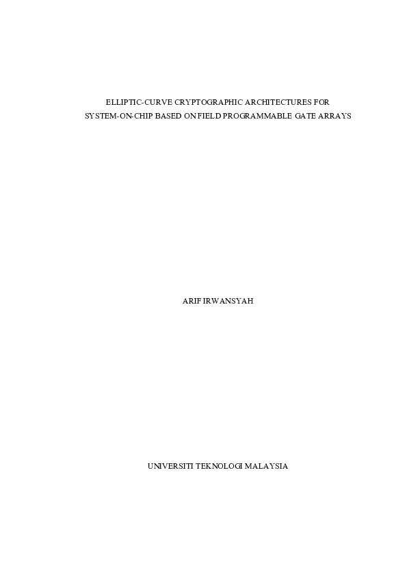 (PDF) Elliptic-curve cryptographic architectures for system-on-chip ...